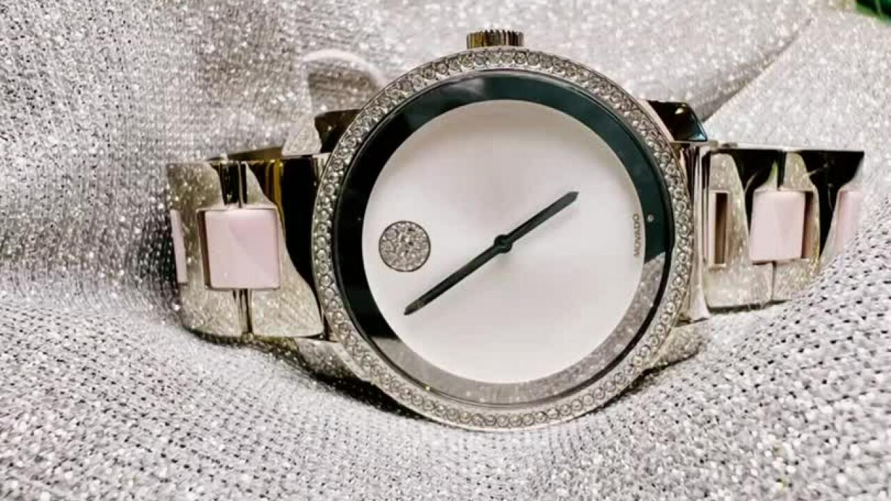 Creatable - Movado Women’s Watch- Pink accent band with Diamonds outline face - Jared.