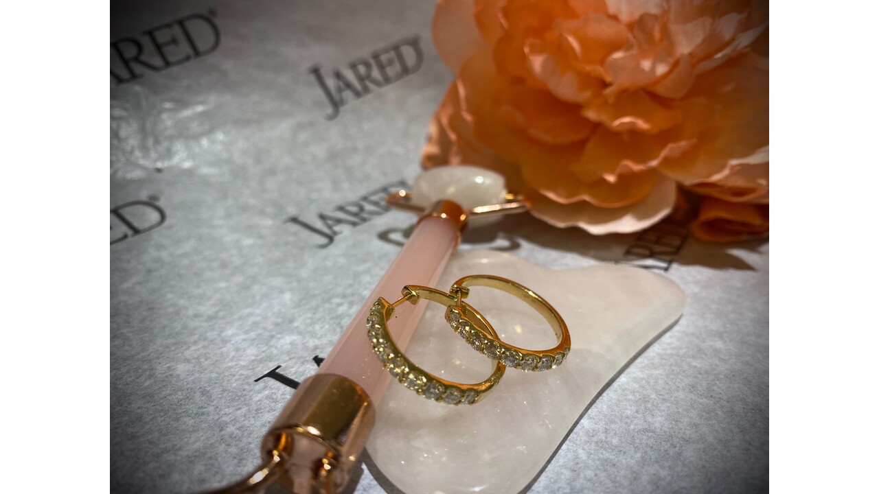 Creatable - Small Diamond Gold Hoops - Jared.