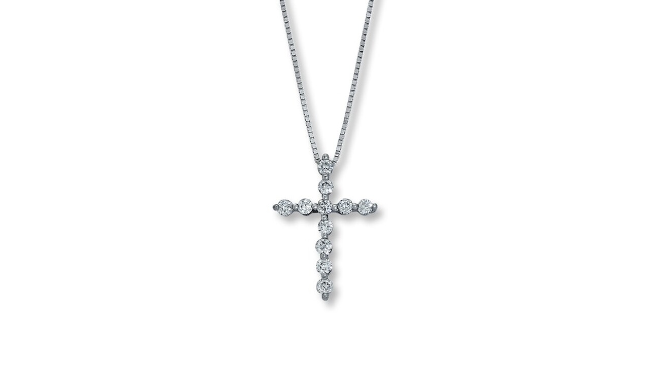 Creatable - Diamond Cross Necklace Set In 14K WG - Jared.