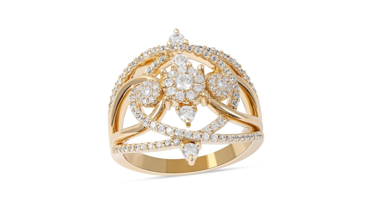 Creatable - Multi-Diamond Crossover Open Shank Ring - Zales