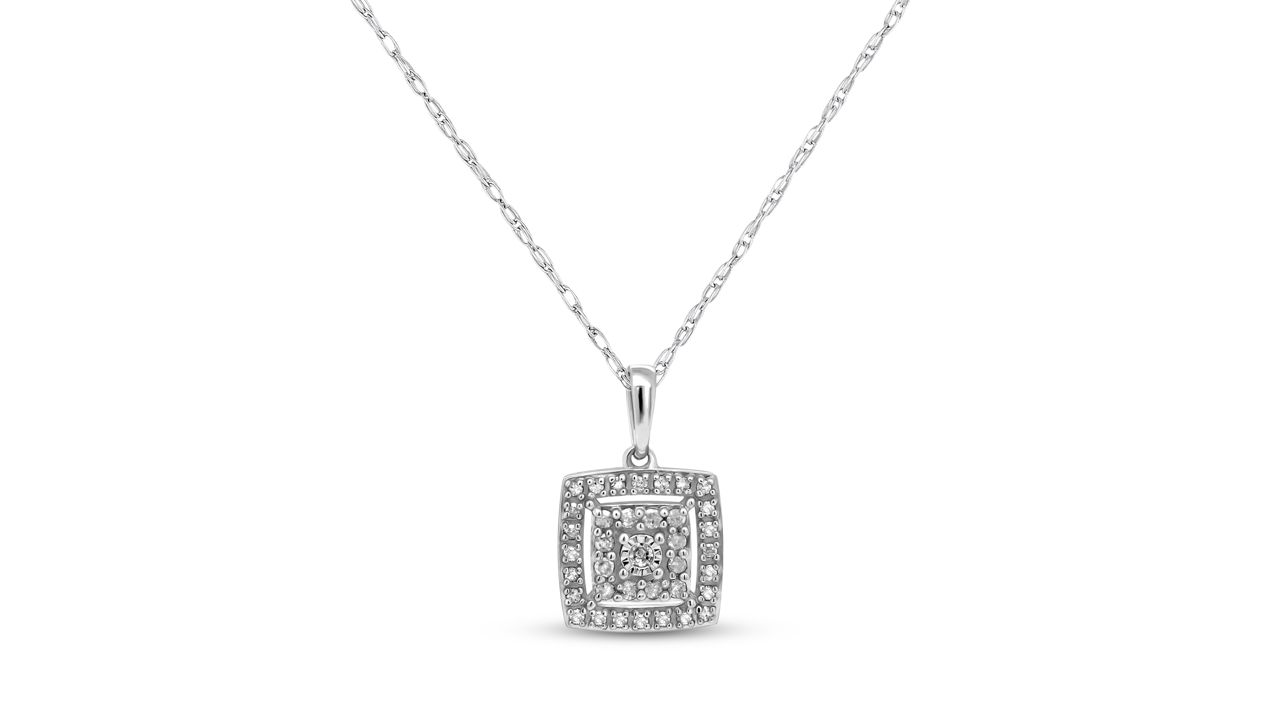 Creatable - Kay Diamond Cushion Frame Necklace 1/5 ct tw Sterling ...