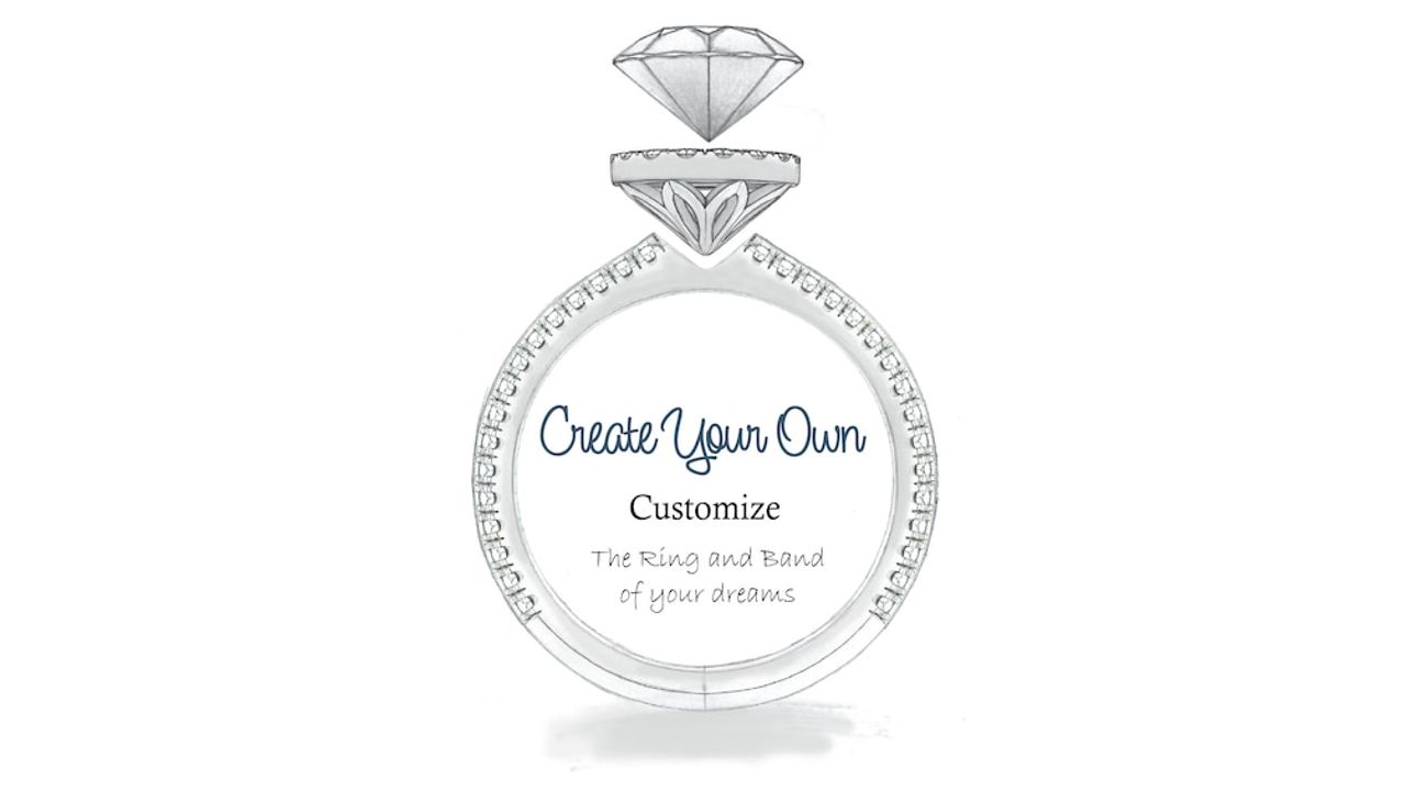 Creatable - Oval & Round-Cut Diamond Gallery-Set Engagement Ring 3/4 ct ...