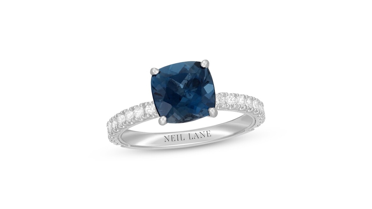 Creatable - Neil Lane Cushion-Cut London Blue Topaz Engagement Ring 1/2 ...