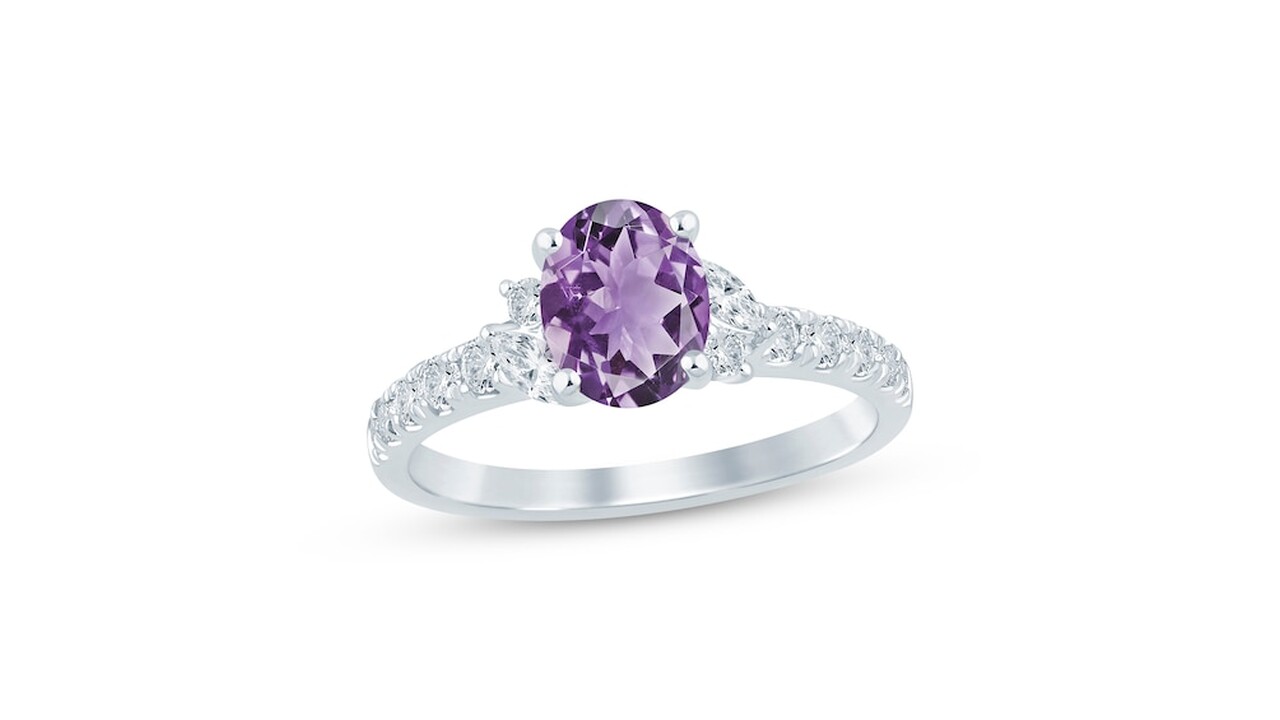 Creatable - Oval-Cut Amethyst & Diamond Engagement Ring - Kay Jewelers.