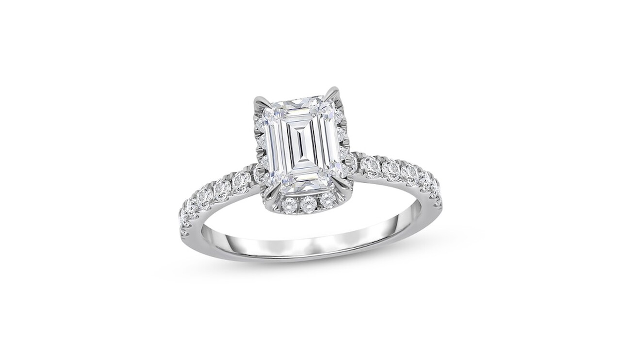 Creatable - 2 ct emerald cut halo - Kay Jewelers.