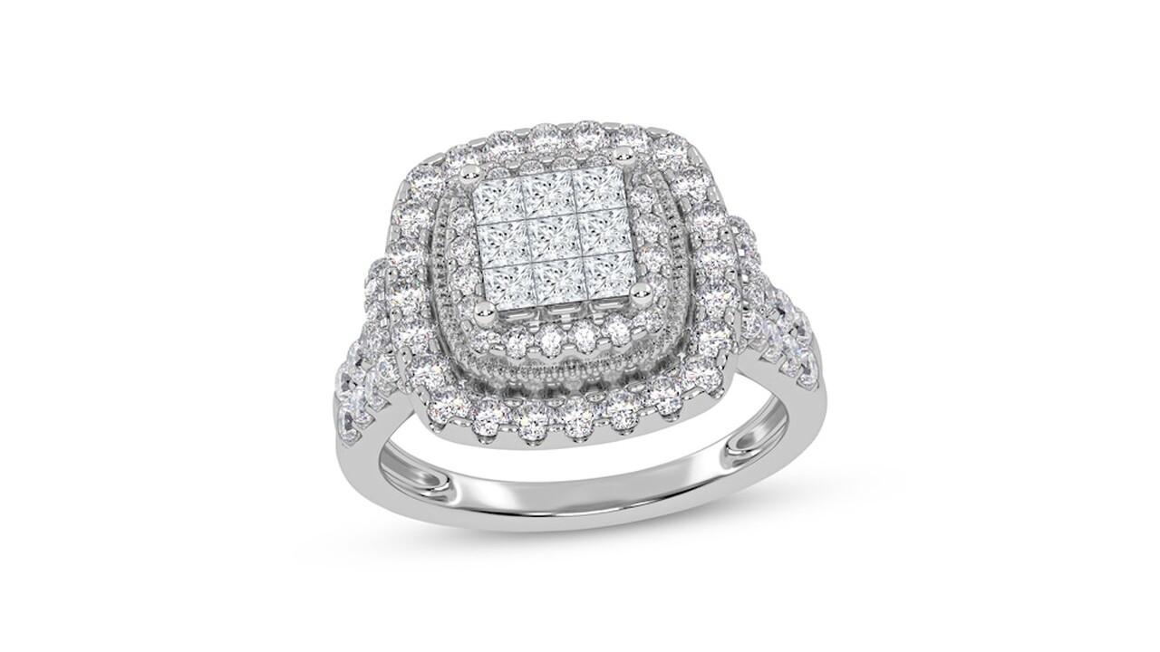 Creatable - 💍Princess-Cut Multi-Diamond Double Halo Engagement Ring - Kay Jewelers.