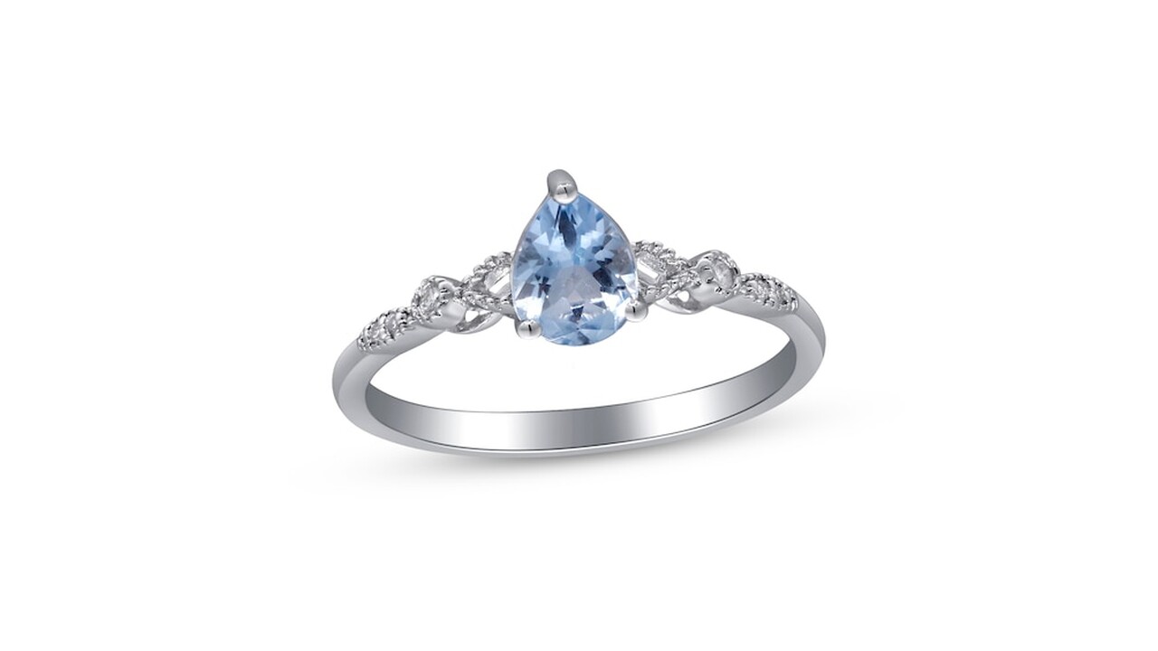 Creatable - 💎 Pear-Shaped Aquamarine & Diamond Accent Ring - Kay Jewelers.