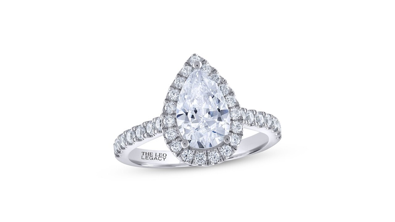 Creatable - THE LEO Legacy Lab-Grown Diamond Pear-Shaped Engagement Ring 2 ct tw 14K White Gold ...