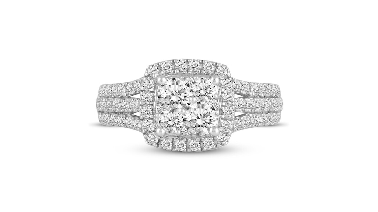 Creatable - Diamond Engagement Ring 1-1/3 cts tw Round-cut 14K White ...
