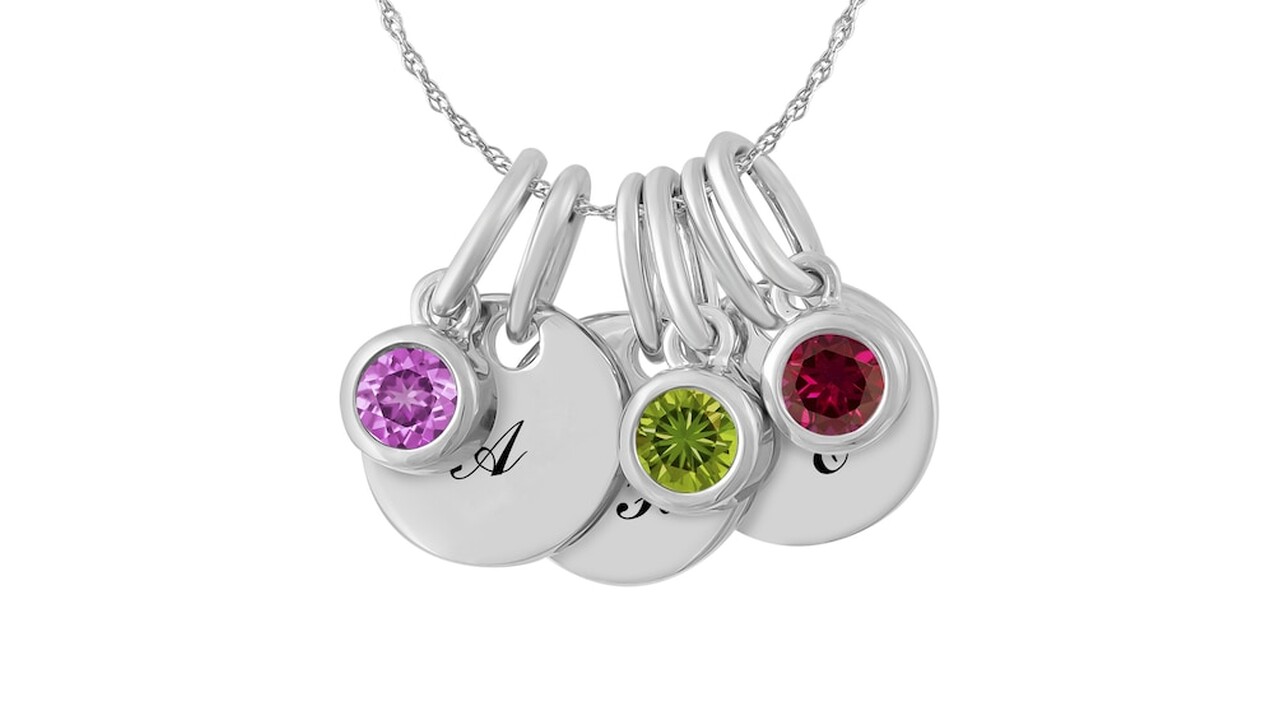 Creatable - Round Bezel-Set Birthstone Family & Mother's Charm Disc ...