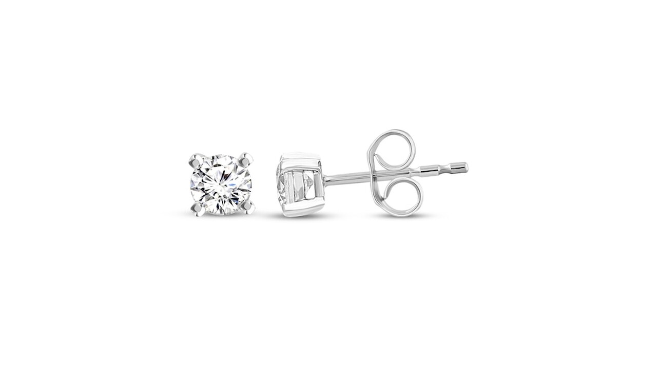 Creatable - KAY Lab-Grown Diamonds Round-Cut Solitaire Stud Earrings 3/8 ct tw 10K White Gold (I ...