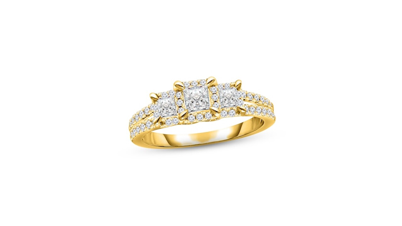 Creatable - Princess-Cut Diamond Three-Stone Engagement Ring - Kay Jewelers.