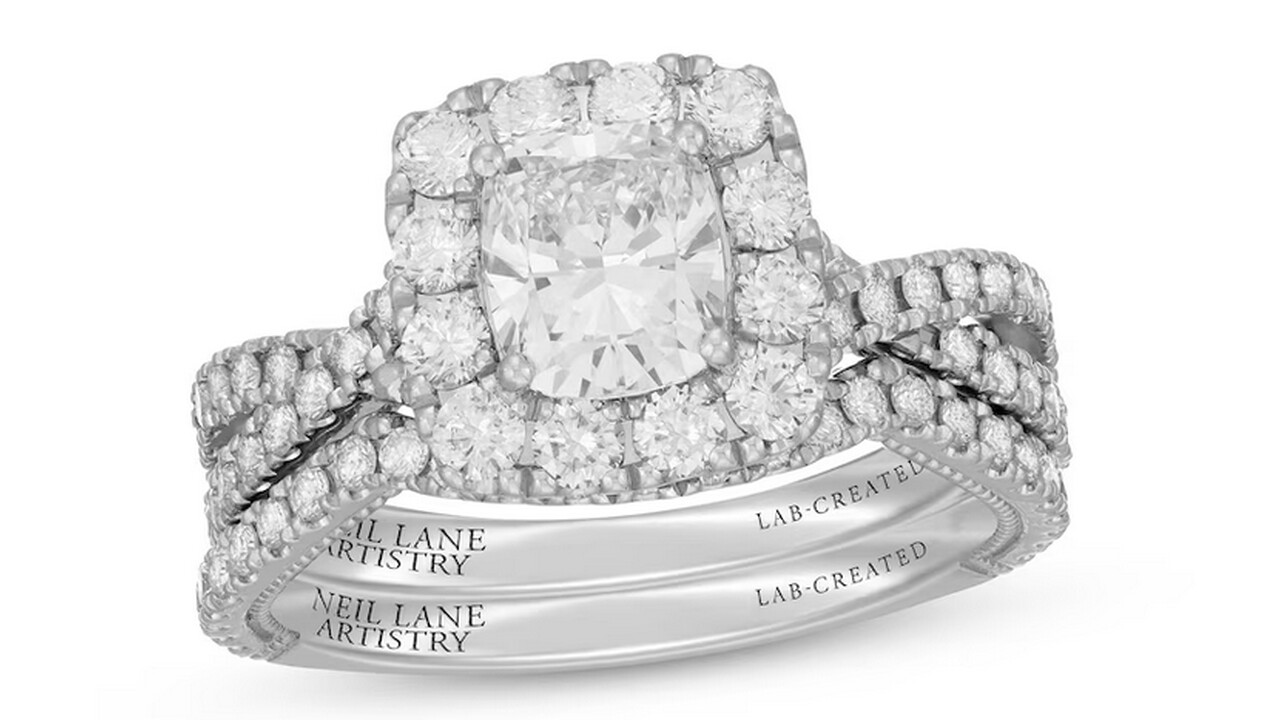 Creatable - Neil Lane Artistry Cushion-Cut Lab-Grown Diamond Engagement ...