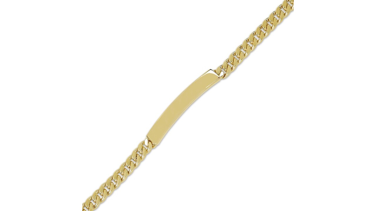 Creatable - Hollow Curb Chain ID Bracelet 10K Yellow Gold 8" - Kay ...