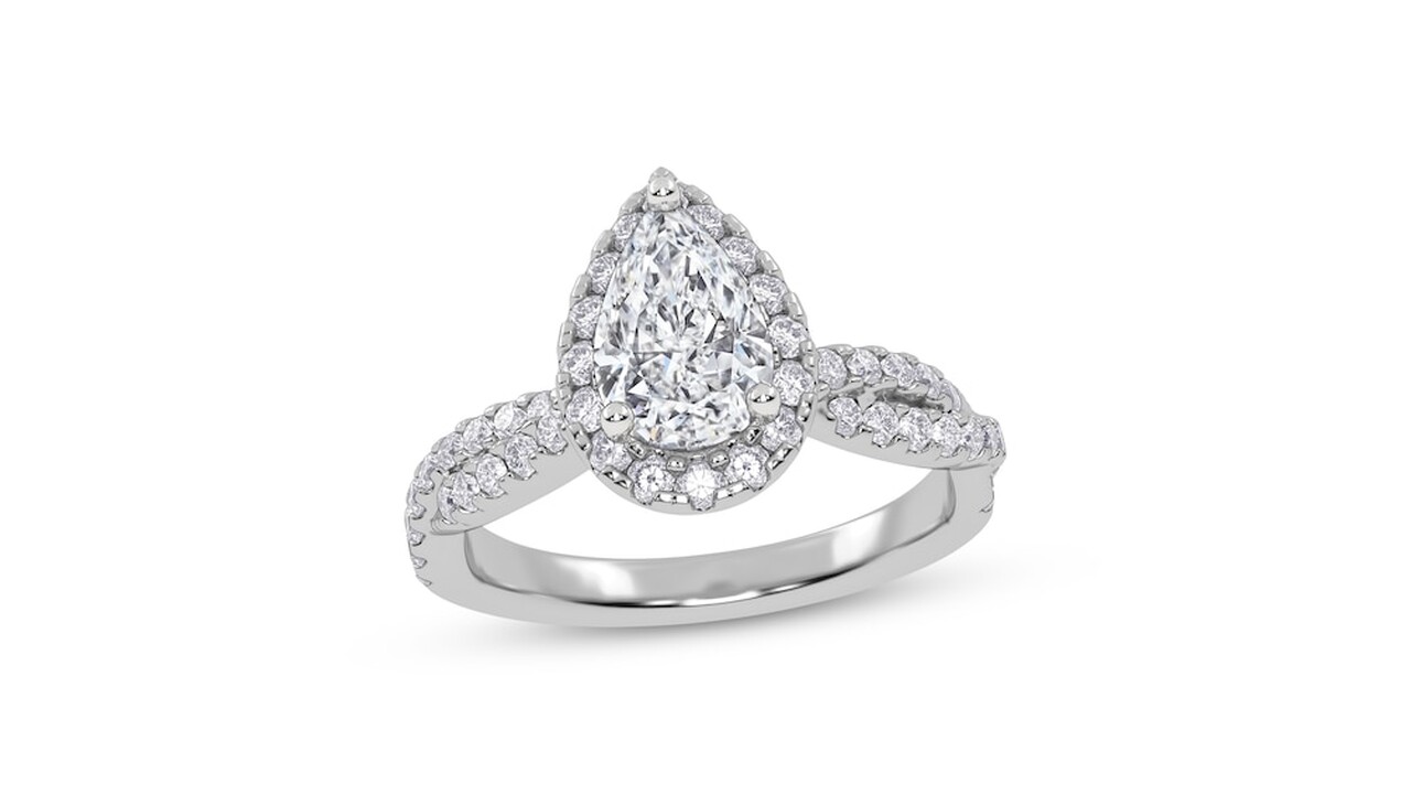 Creatable - Now + Forever Pear-Shaped Lab-Grown Diamond Halo Engagement Ring - Kay Jewelers.