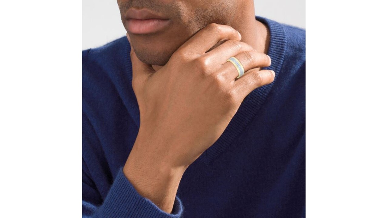 Creatable - Now + Forever Men's Diamond Two-Row Sandblasted Wedding Band 1/2 ct tw 10K Yellow ...