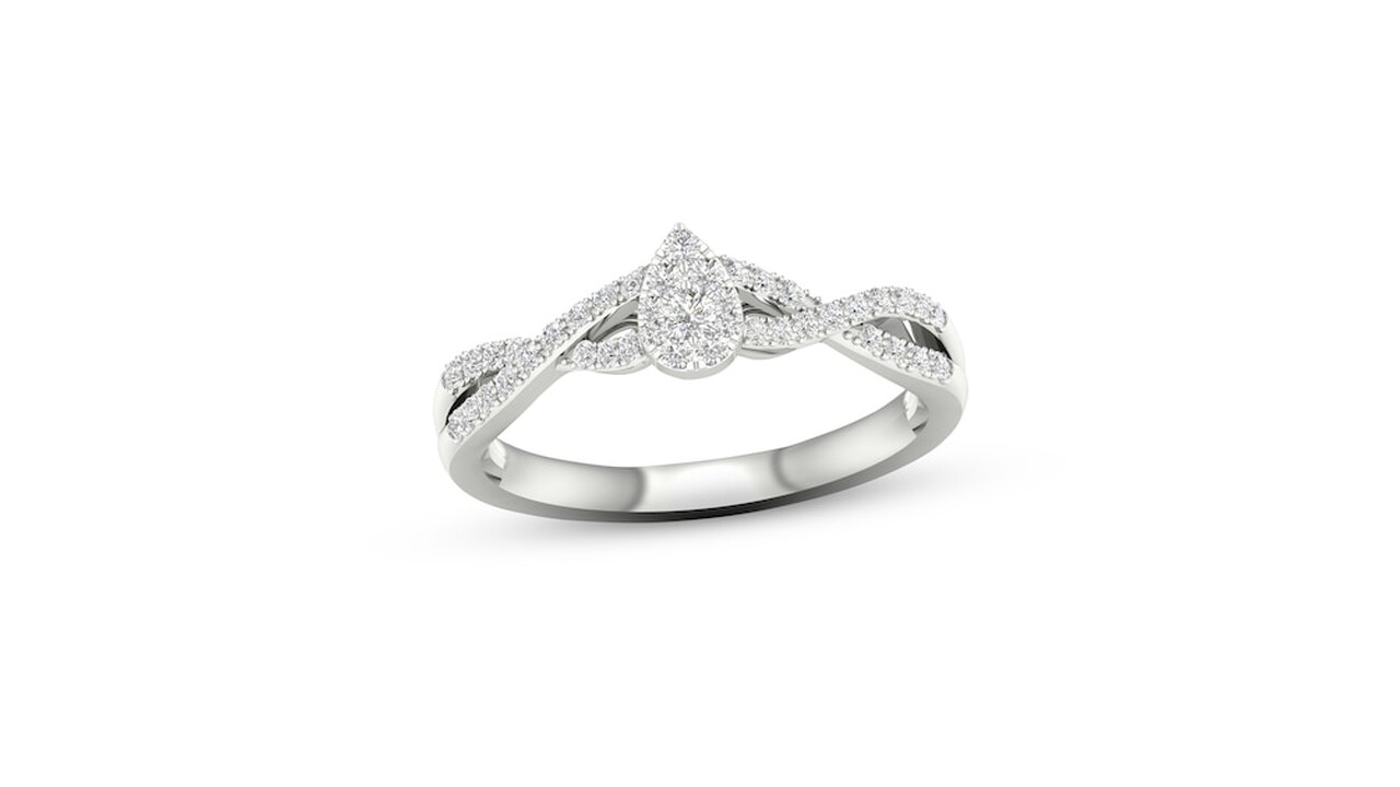 Creatable - Multi-Diamond Teardrop Twist Promise Ring! - Kay Jewelers.