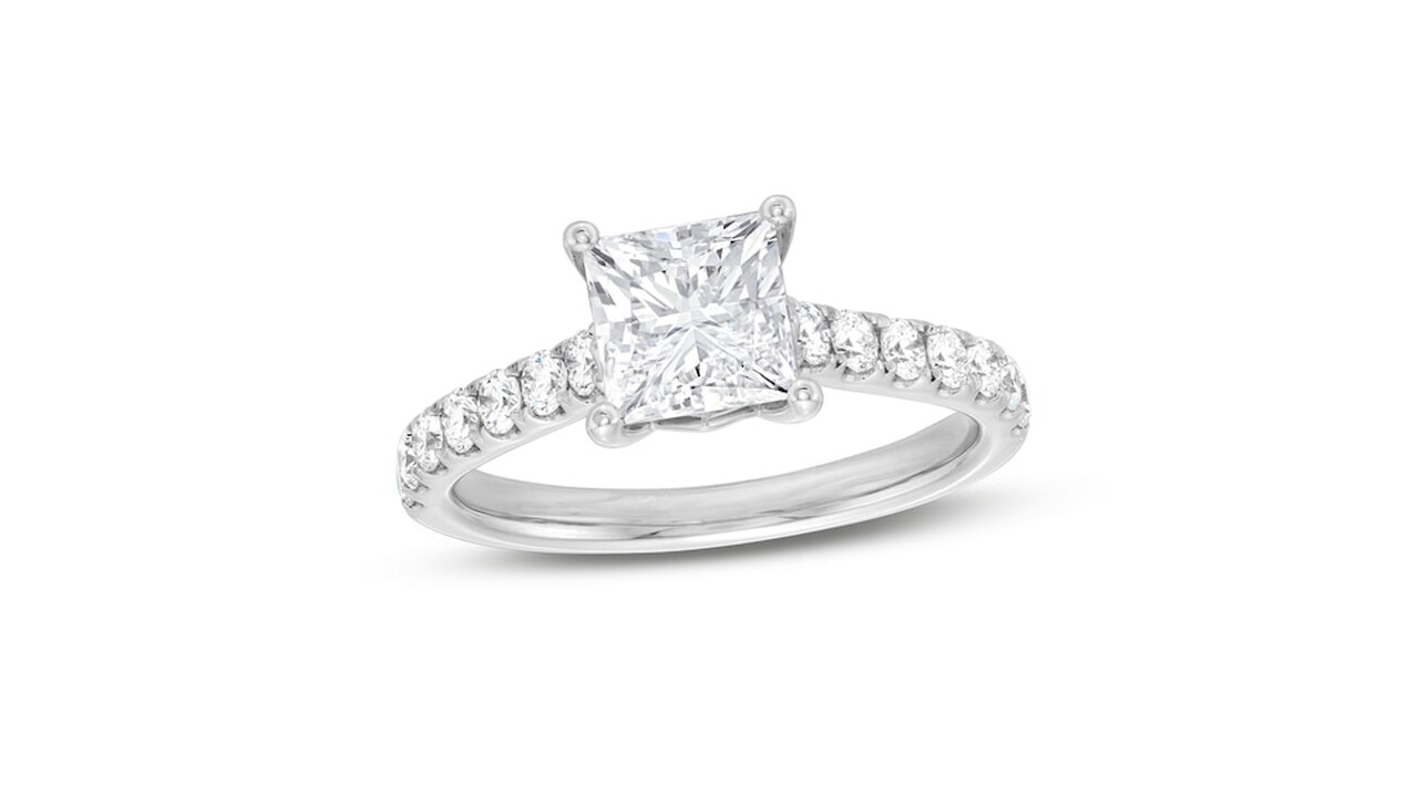 Creatable - THE LEO Legacy Lab-Grown Diamond Princess-Cut Engagement Ring 1-7/8 ct tw 14K White ...